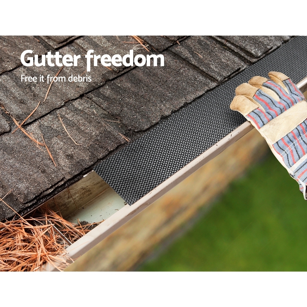 20x Gutter Guard Guards Aluminium Leaf Mesh Roof Tiles 100x20cm Brush ...