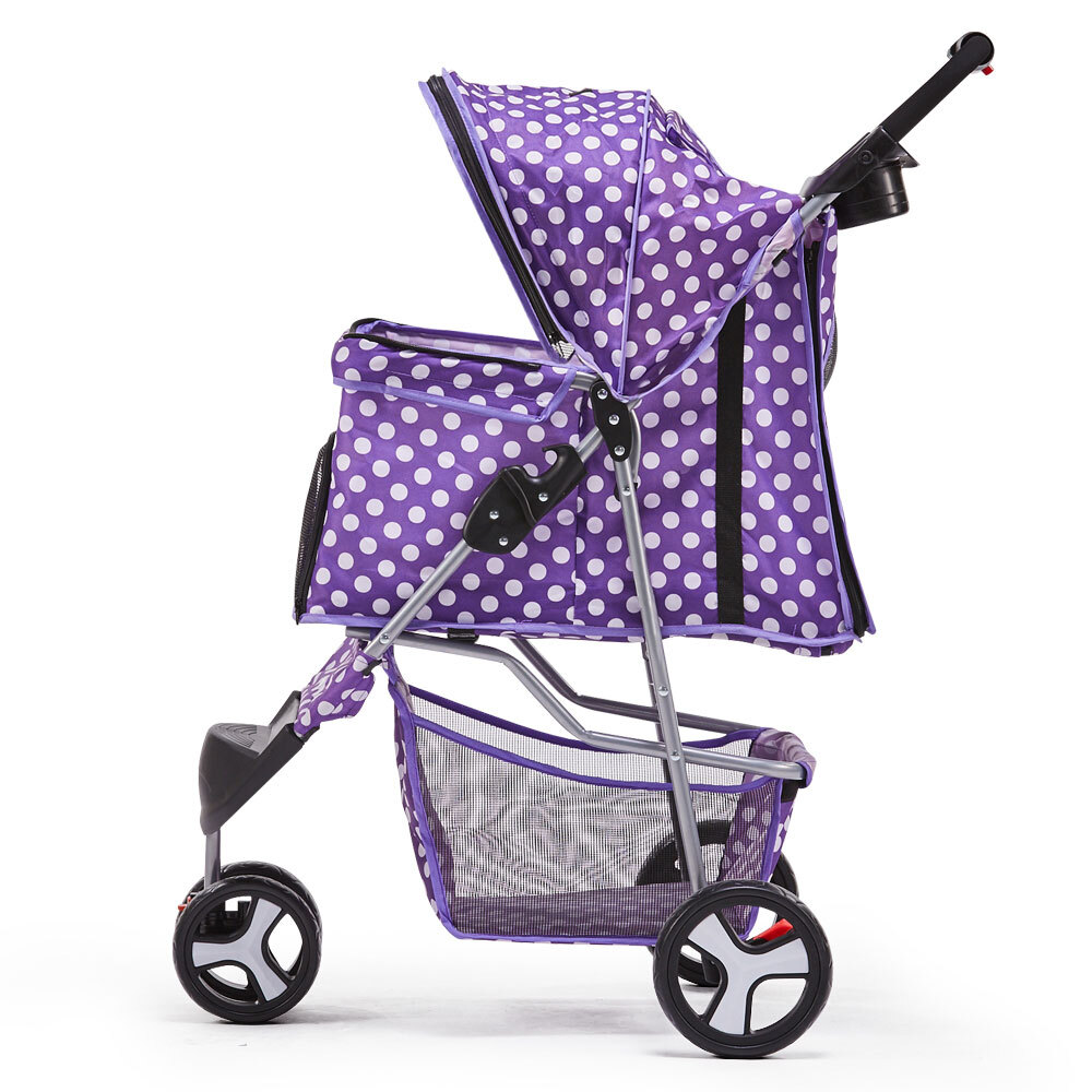 3 Wheel Pet Stroller Dog Cat Cage Carrier Travel Pushchair Foldable ...
