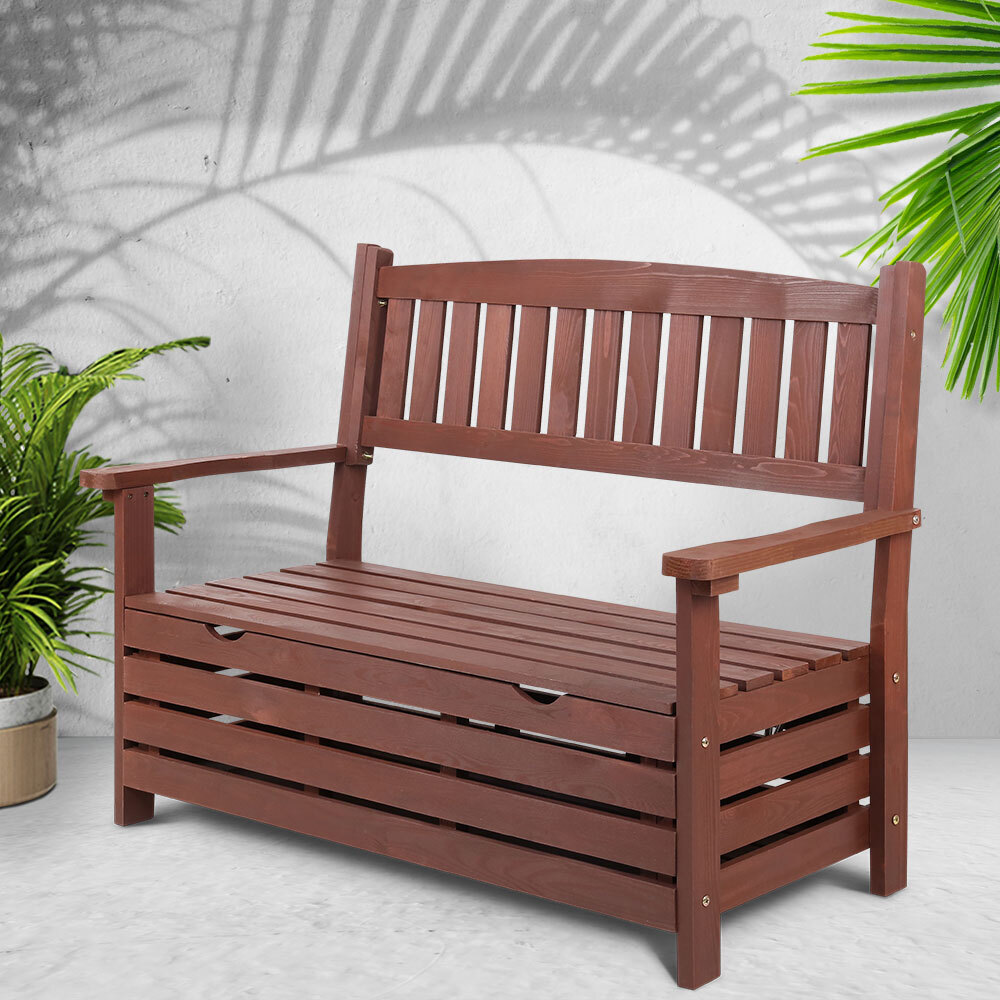 Gardeon Outdoor Storage Bench Box Wooden Garden Chair 2 Seat Timber ... Gardeon Outdoor Storage Bench Box Wooden Garden Chair 2 Seat Timber ...