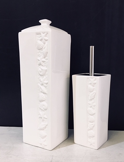 Toilet roll holder and brush set ceramic store